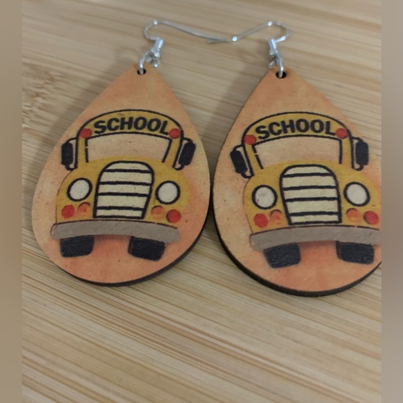Jewelry | Wooden Yellow School Bus Earrings | Poshmark